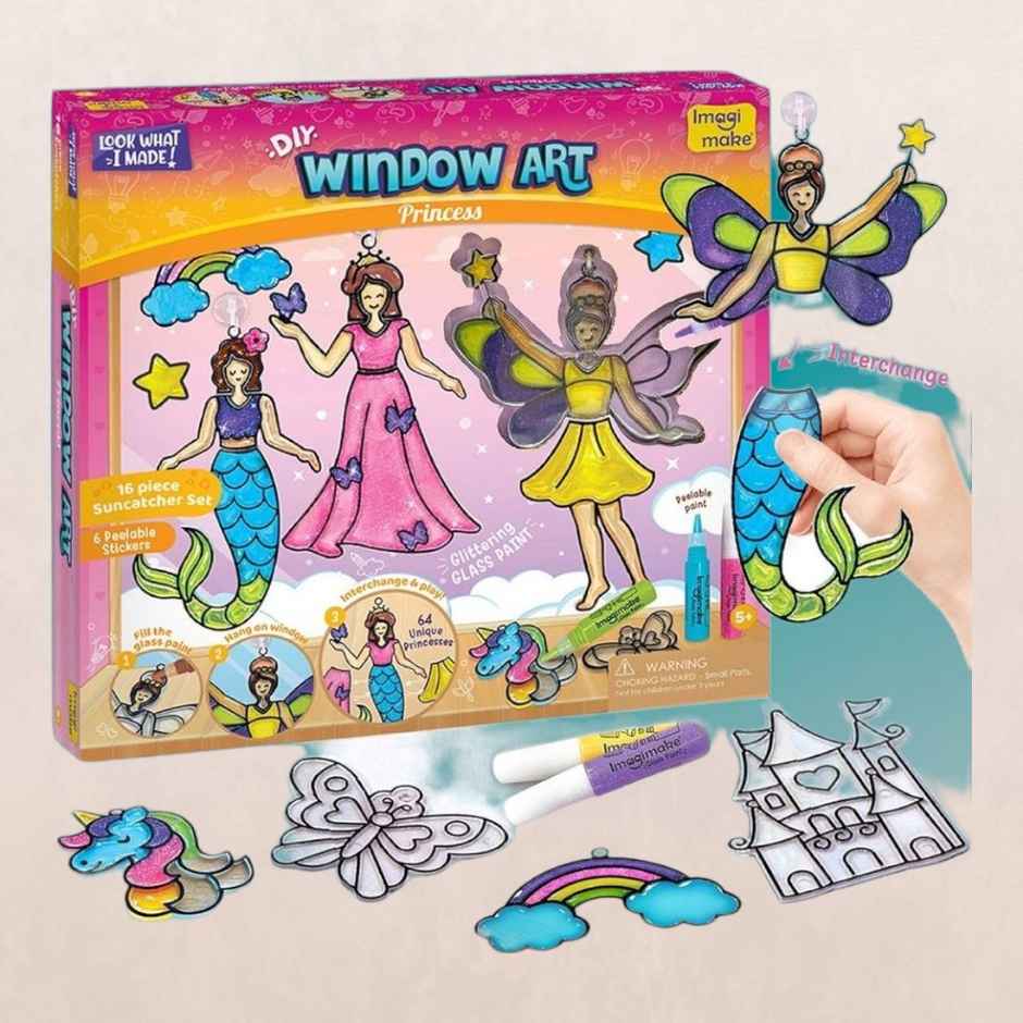 Buy Imagimake DIY Window Art - Princess Glass Painting Kit | Art ...