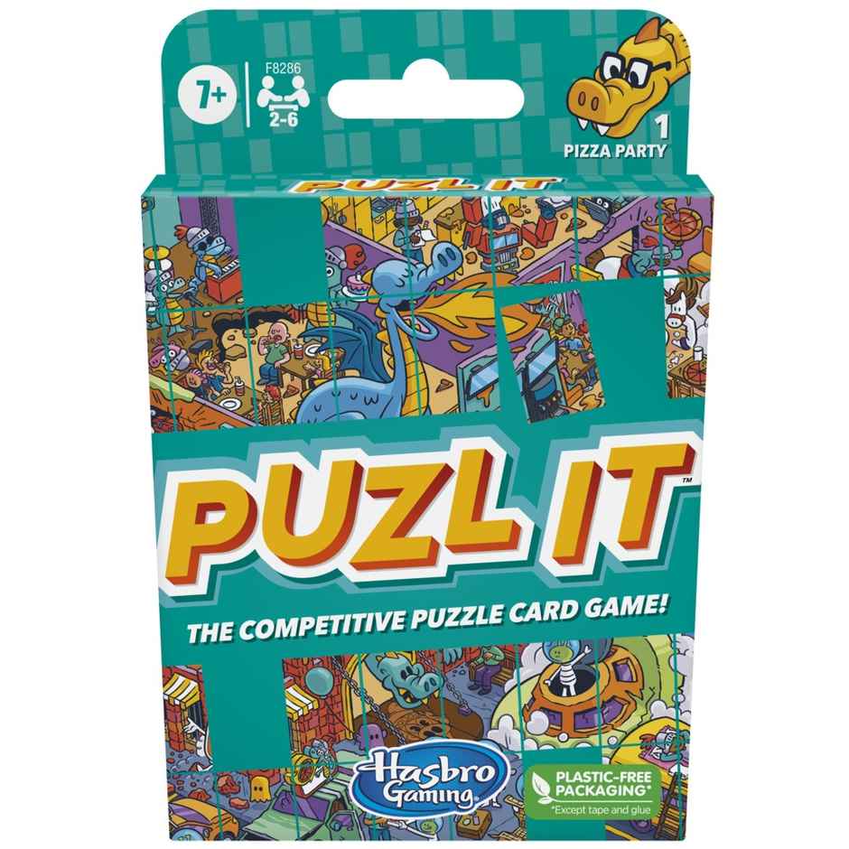 Buy Hasbro Puzl It Competitive Card Game | Pizza Party Theme Online ...