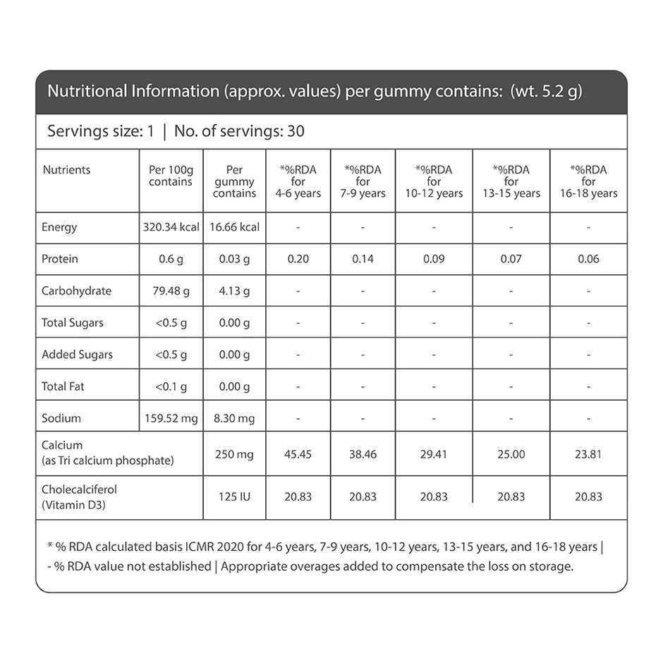 Buy Shelcal Pro Kids Sugar Free Calcium Gummies | Ca and Vit D3 ...