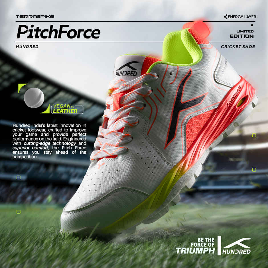 Buy Hundred Unisex Pitch Force Limited Edition Cricket Shoes | White ...