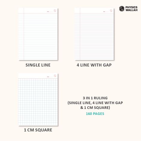 Buy PW Doodle Notebook | 160 Pages | 3 in 1 Ruling (Single Line, 4 Line ...