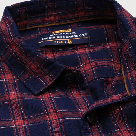 Buy The Indian Garage Co Adult Men's Slim Fit Shirt | Navy & Red - 2XL ...