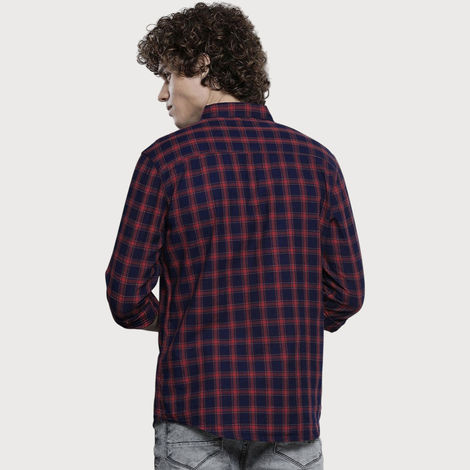 Buy The Indian Garage Co Adult Men's Slim Fit Shirt | Navy & Red - 2XL ...