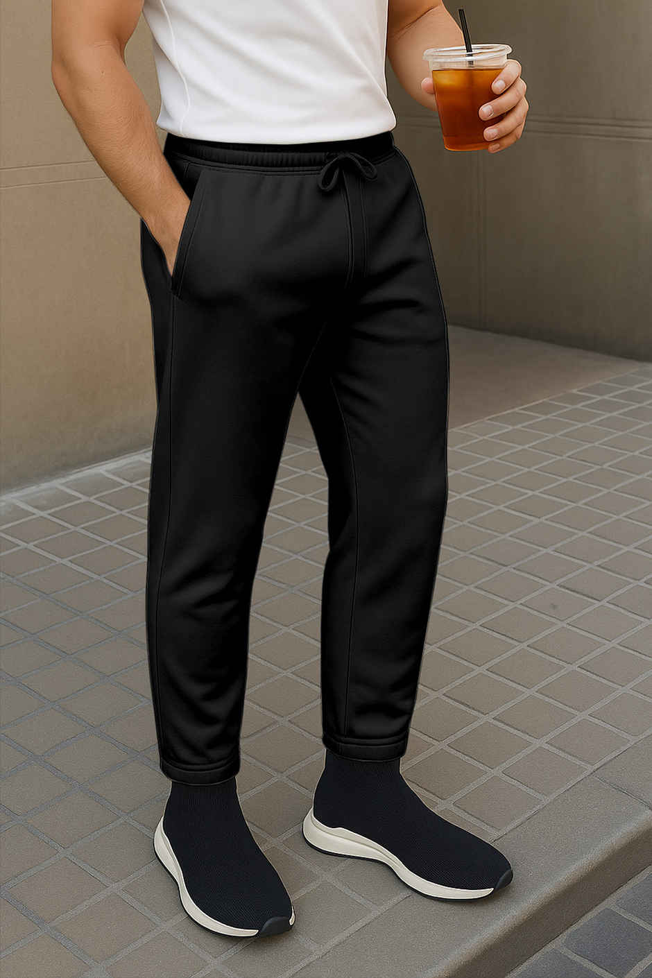 Buy FTX Men's Solid Regular Fit Fleece Fabric Track Pant | Black - M ...