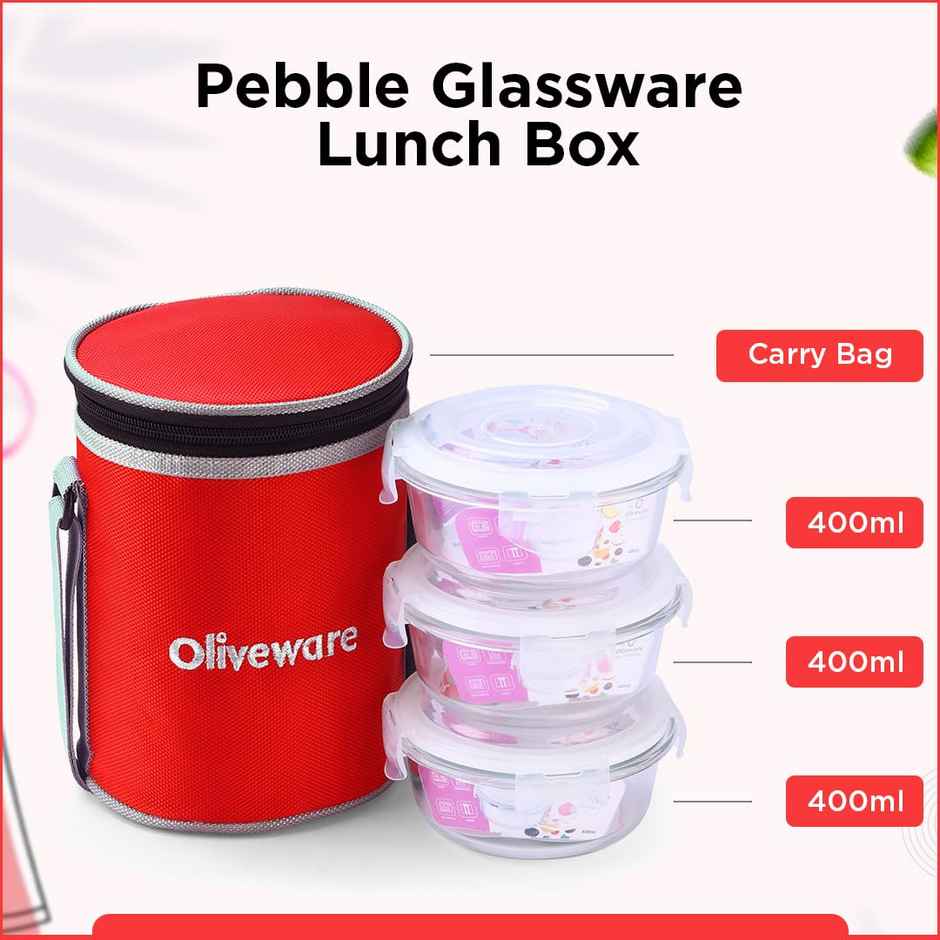 Oliveware Pebble Glassware Lunchbox - Red - Buy at ₹479 Online ...