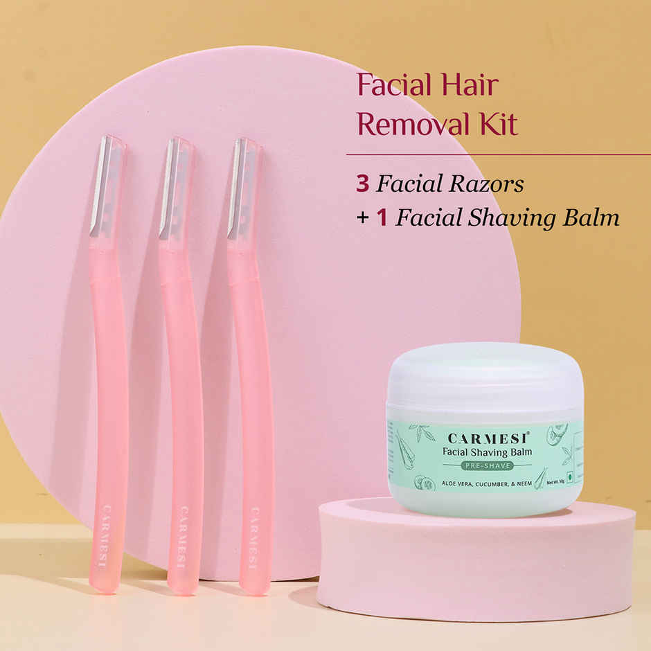 Buy Carmesi Facial Shaving Kit | 3 Reusable Face Razors | 1 Pre Shave ...