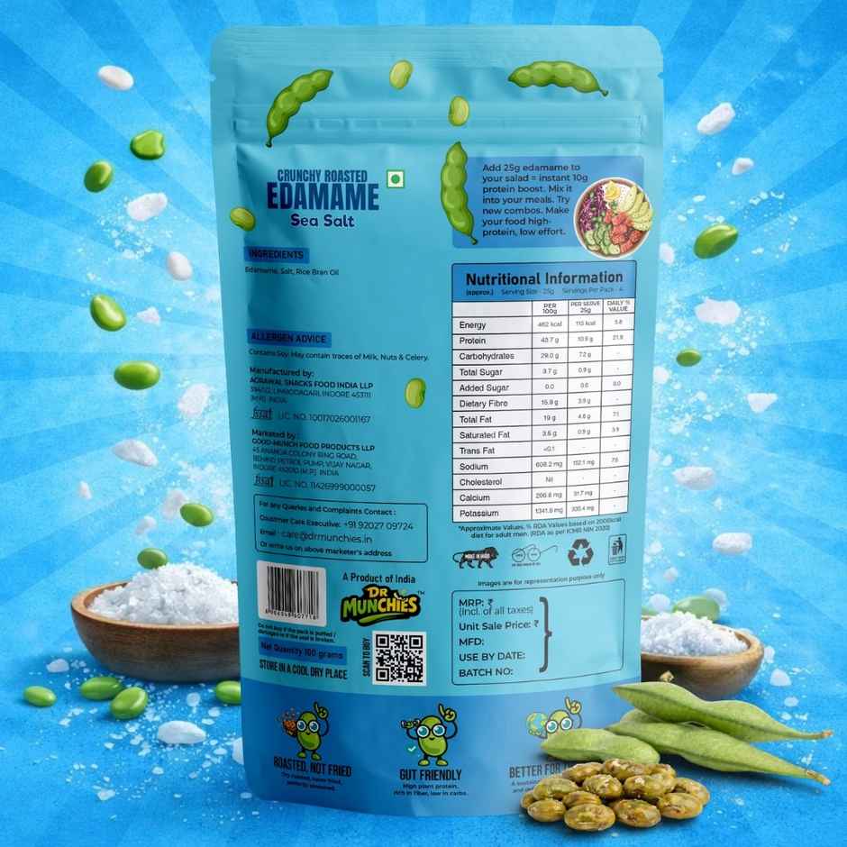 Dr. Munchies Edamame Roasted Sea Salt Peas - Buy at ₹181 Online ...