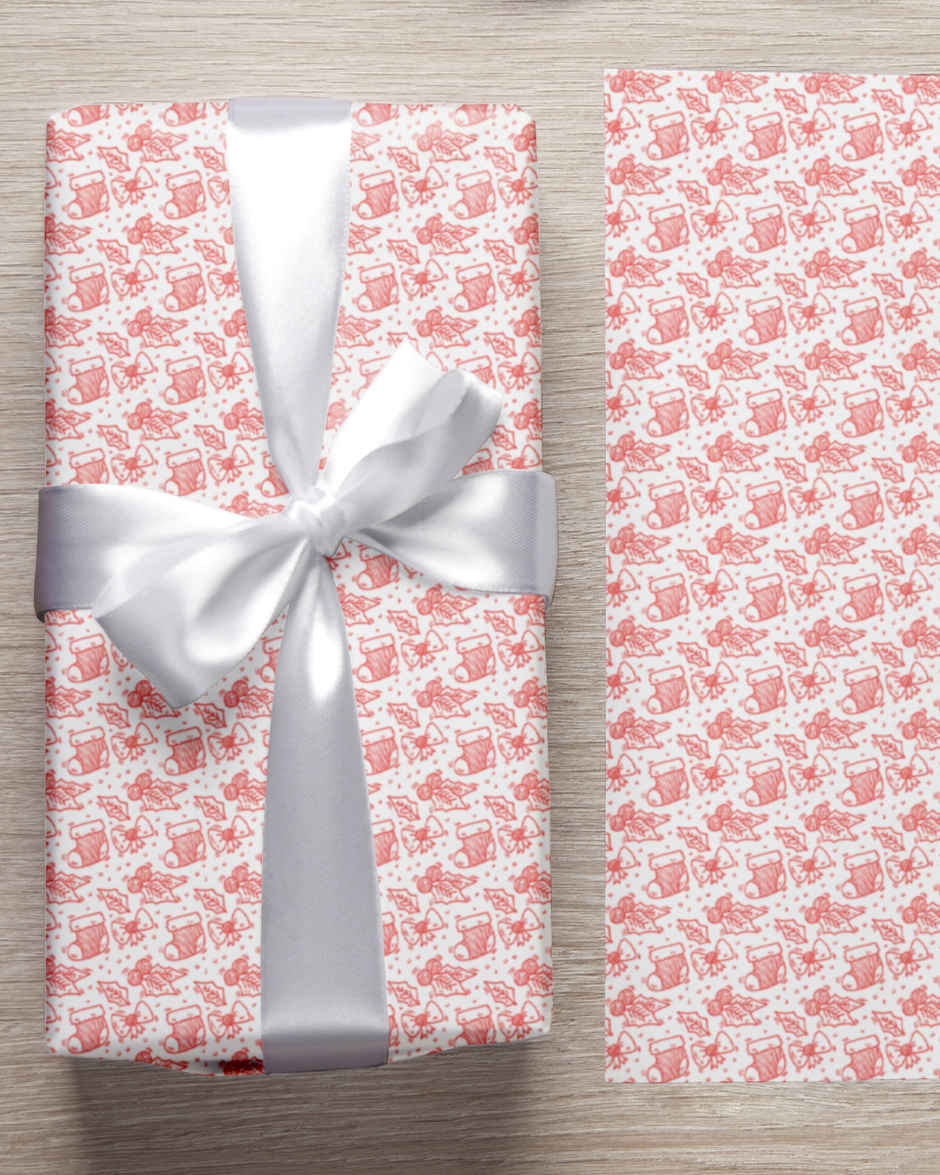 Buy Red Doodle Socks Wrapping paper | Mad Over Print Online - Price ...