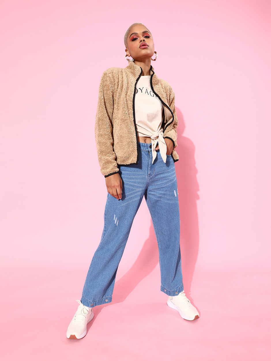 Buy SASSAFRAS Women's Button-Hem Slouchy Jeans - 28 Online - Price ...