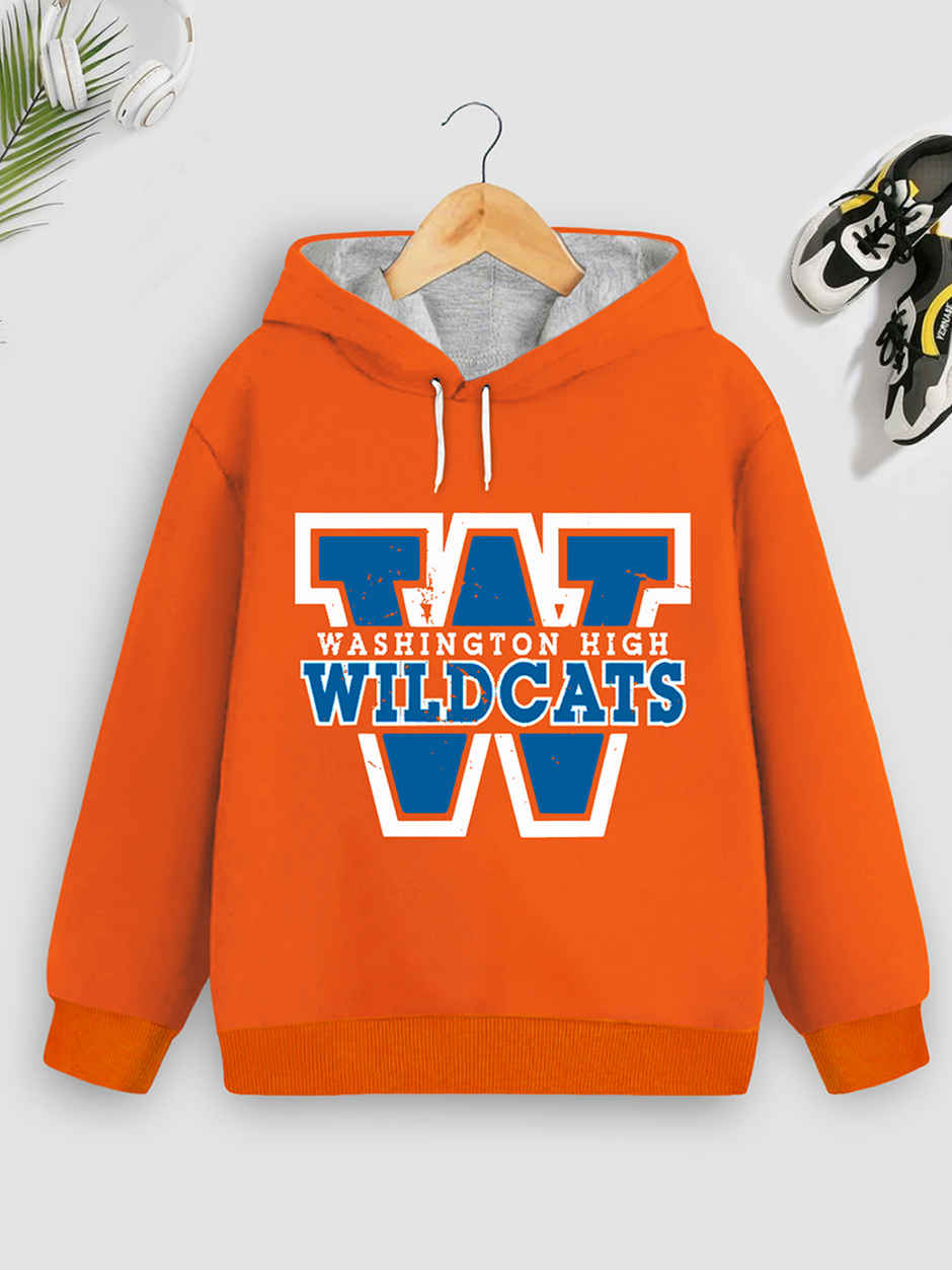 Buy Trampoline Boys Fleece Full Sleeves Wildcats Text Printed Hooded ...
