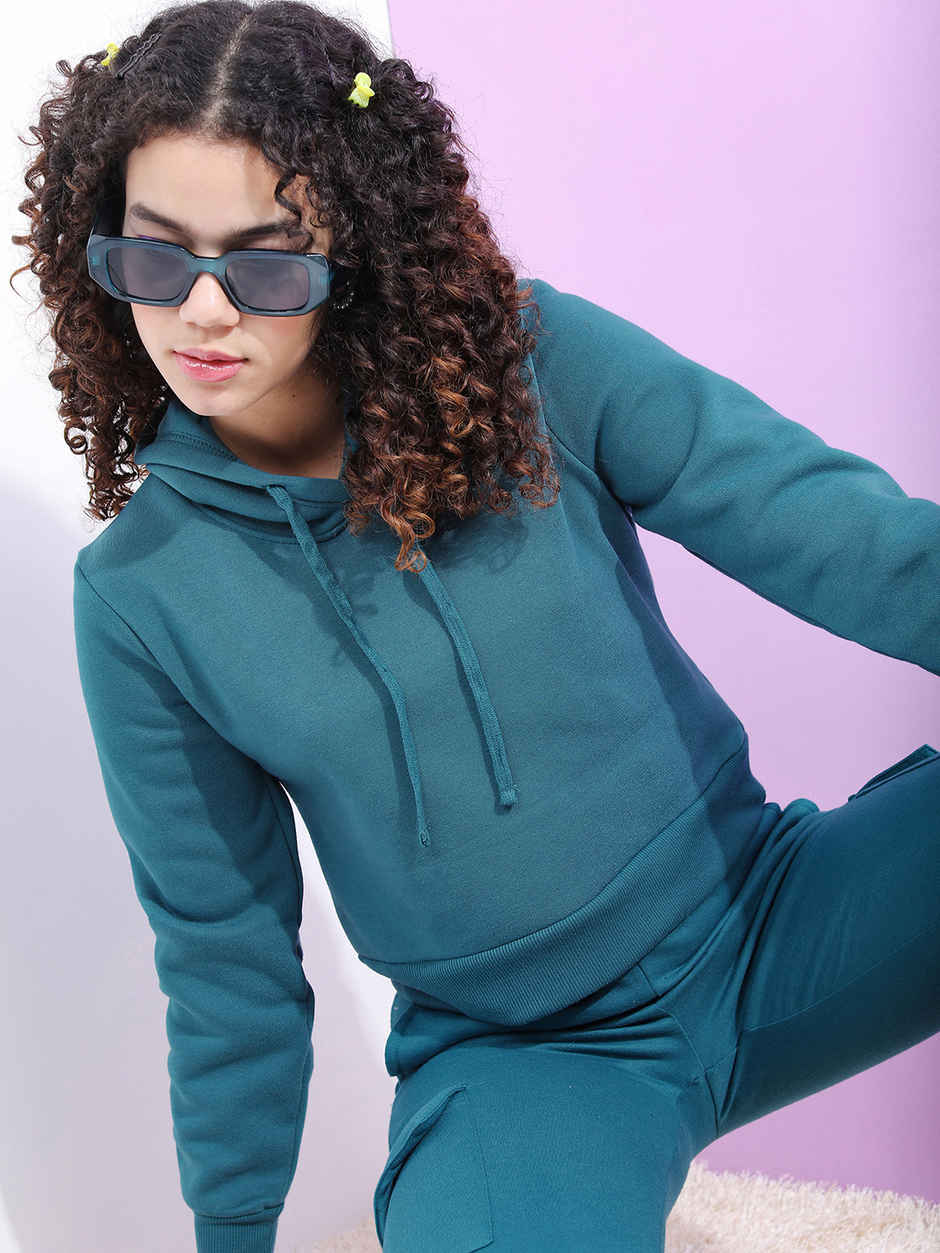 Buy OTG By Tokyo Talkies Women's Solid Sweatshirt | Teal - S Online ...