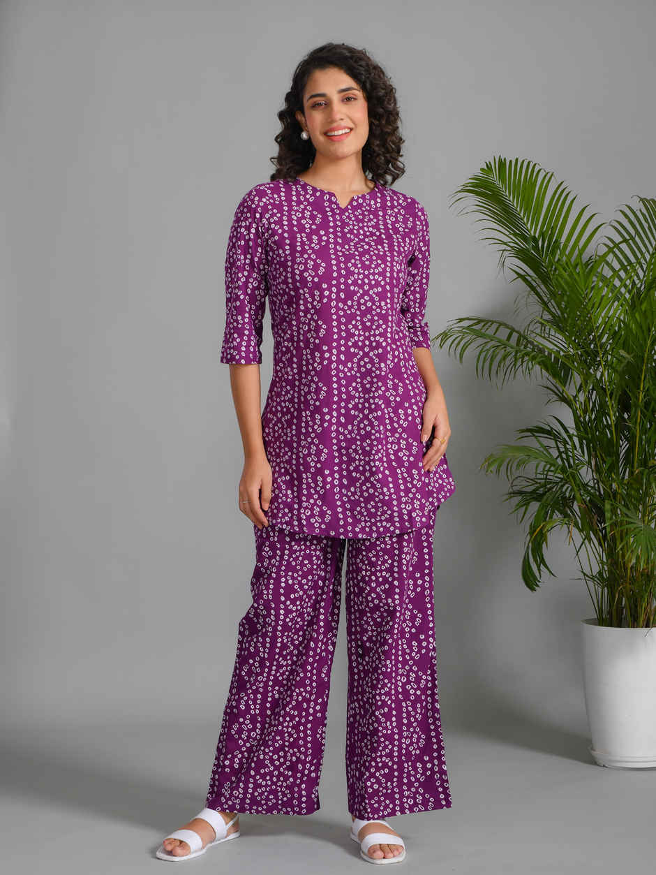 Buy Sanskrutihomes Women's Pure Cotton Printed Night suit | SE-NSP-817 | Purple - M Online ...