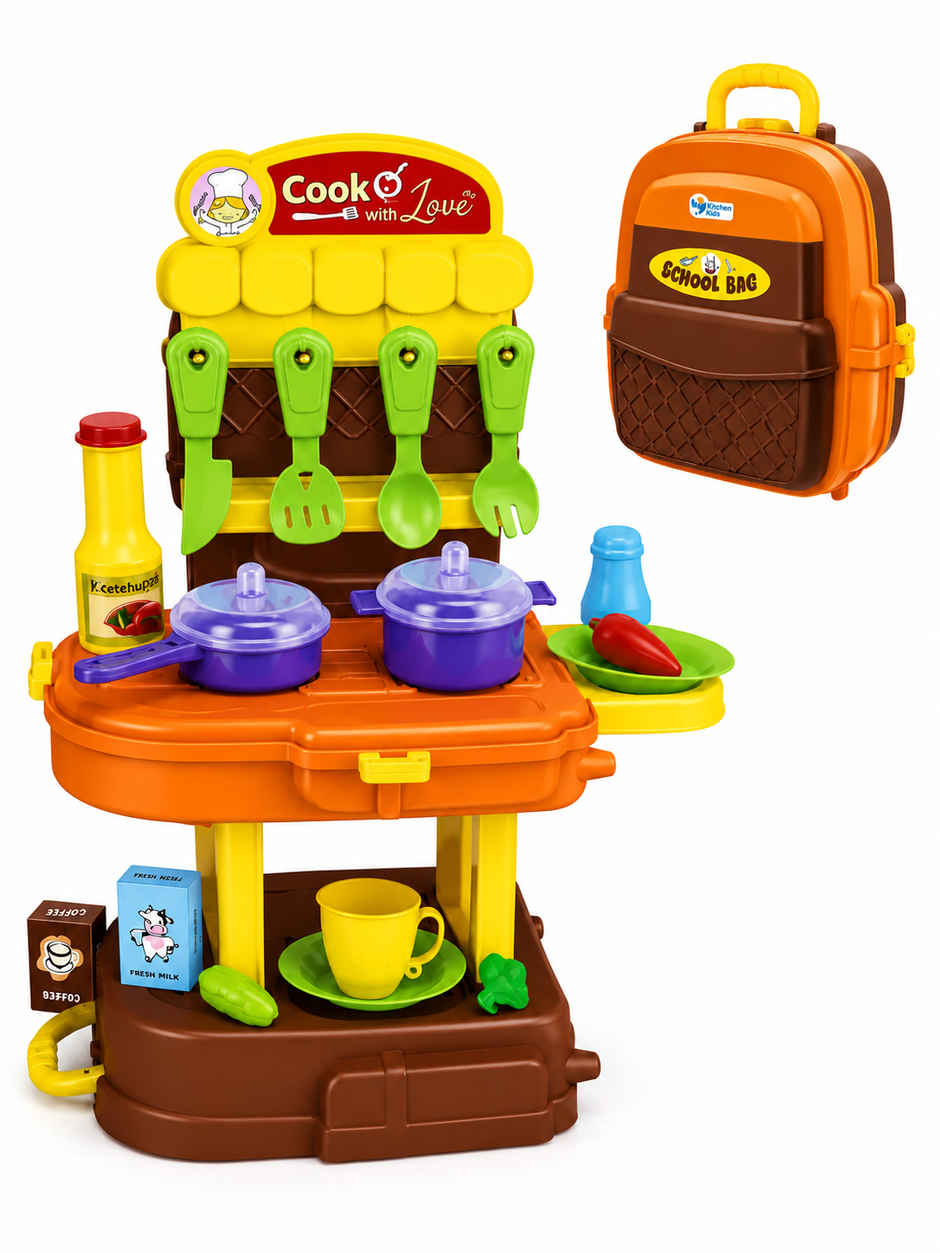 Fablue 2-in-1 Kitchen Portable Kit Playset Toy for Pretend Play Toy for ...