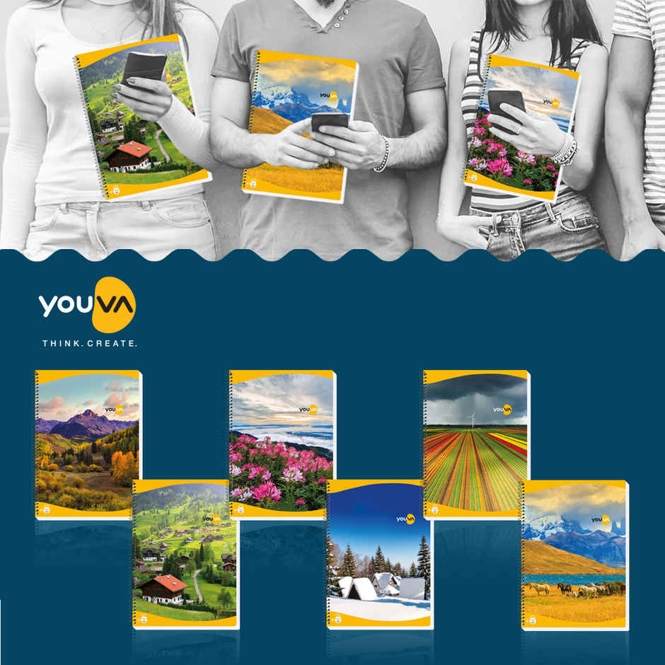 Buy Navneet Youva Spiral Bound 300 Pages Long Notebook | Unruled | A4 ...