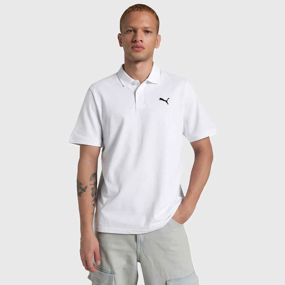 Buy Puma Men's ESS Logo Rib Cuff Polo | White | XL Online - Price ...