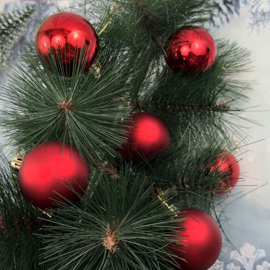 Buy Christmas Glitter Matt Shiny Balls For Tree decor | Red | Gullak ...