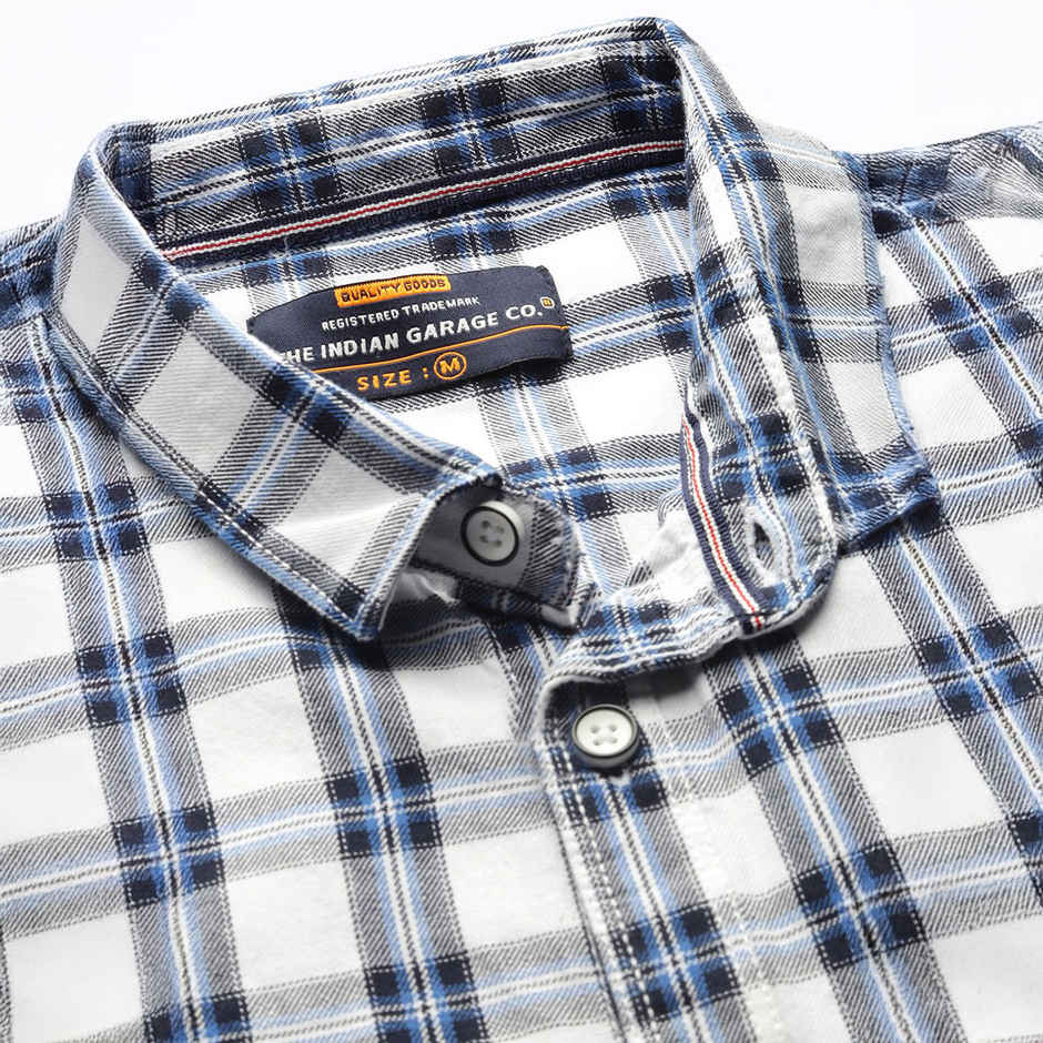 Buy The Indian Garage Co Men's Slim Fit Checkered Casual Shirt | White ...