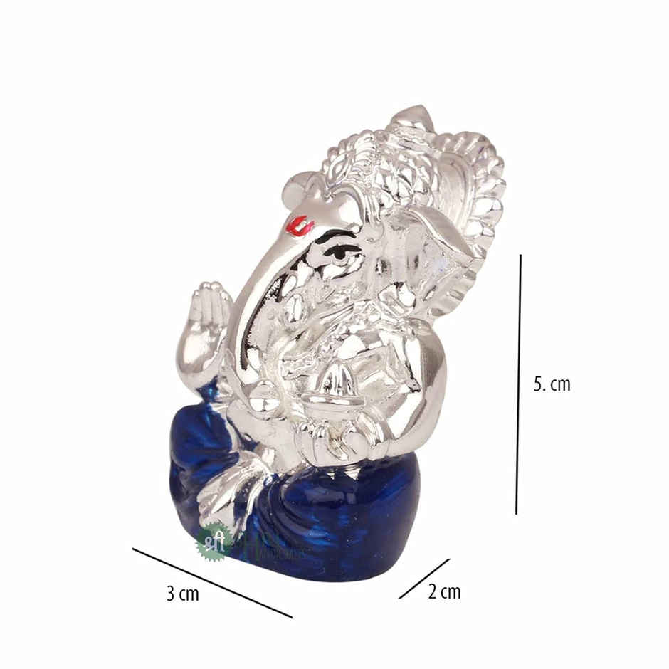 Buy Ganesh Ji Silver Blue Idol for Car Dashboard | Divine Vibes ...