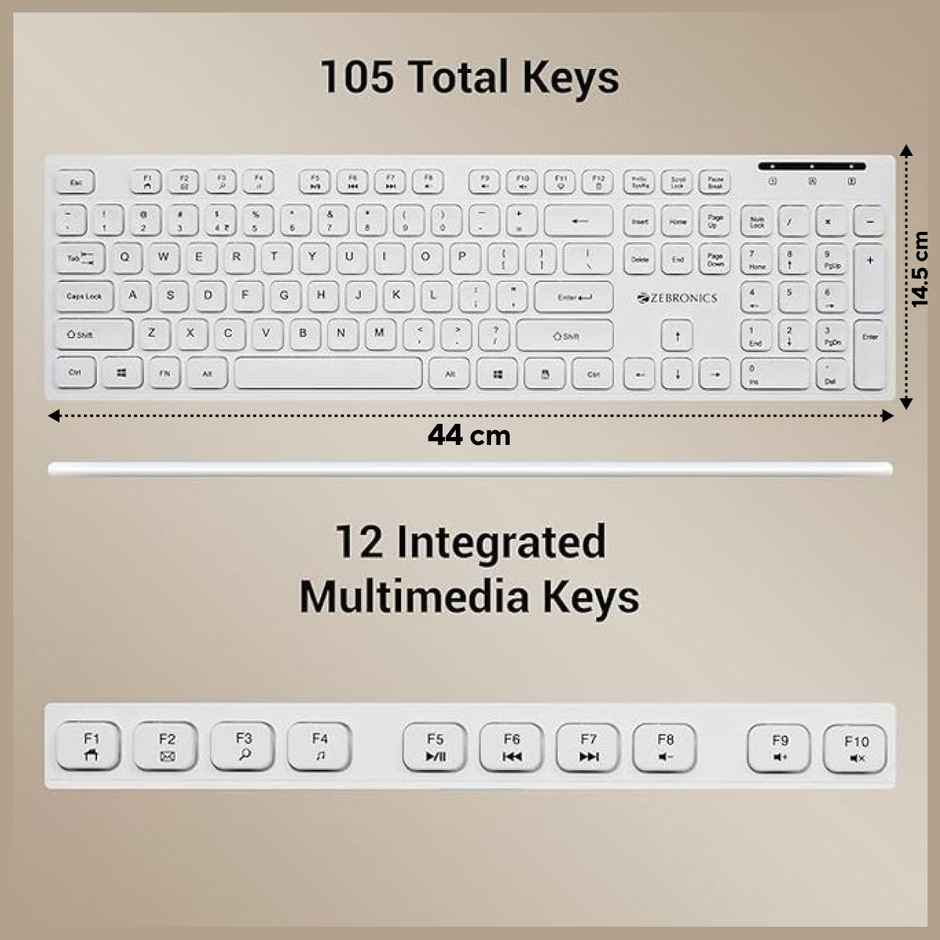 Buy Zebronics K51 Wired Keyboard With 105 Keys, 1.3M Cable Key, Usb 12 ...