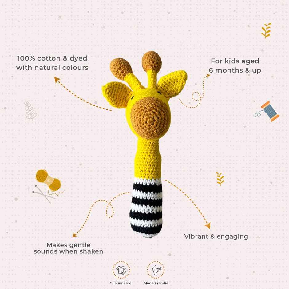 Buy Little Ginnie Giraffe Baby Rattle Toys For New Born Baby 6+ Months ...