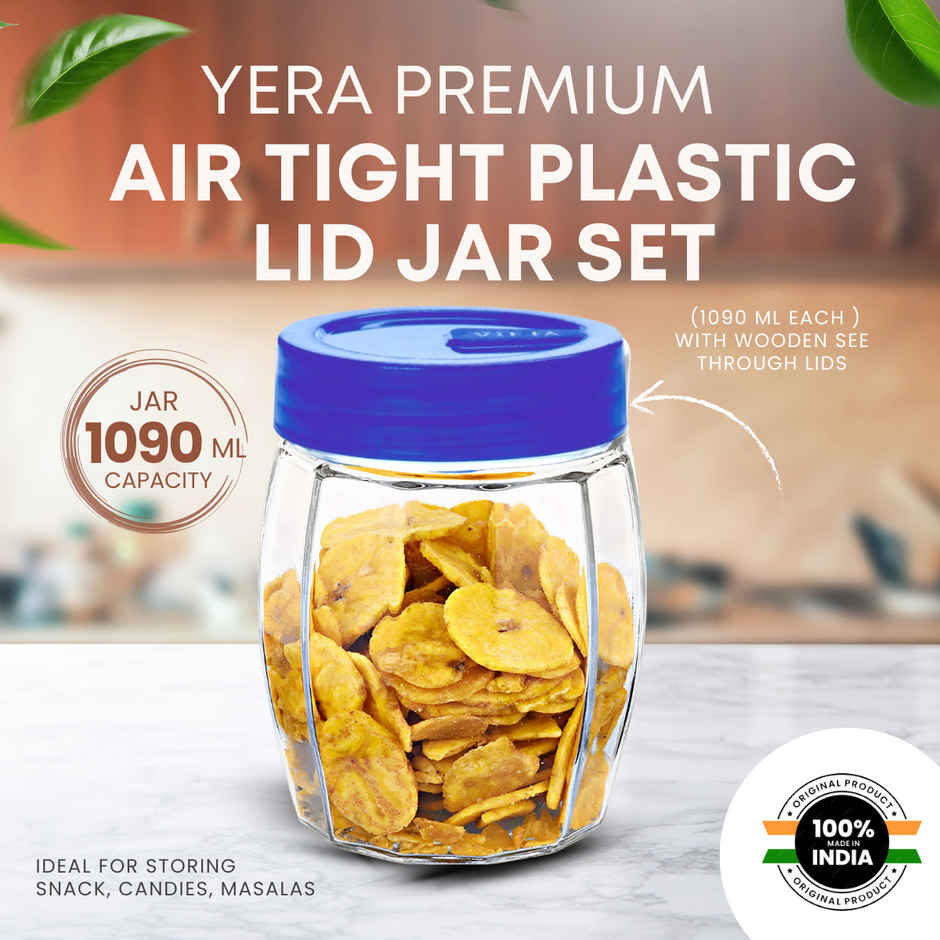 Buy Yera Everyday Storage Jars Barrel Shaped 1090 ml (Each) Set Of 2 ...