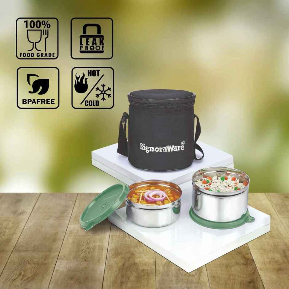 Signoraware Executive Steel Small Lunch Box Food Grade Stainless Steel ...