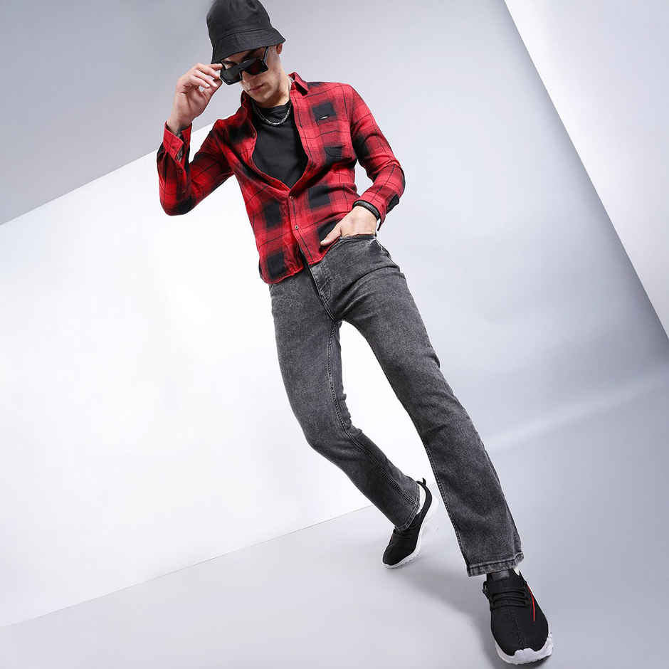 Buy The Indian Garage Co Men's Bootcut Solid Casual | Black - 30 Online ...
