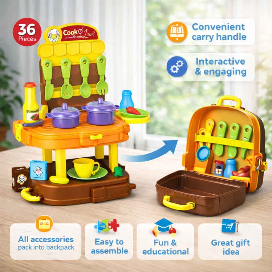 Fablue 2-in-1 Kitchen Portable Kit Playset Toy for Pretend Play Toy for ...