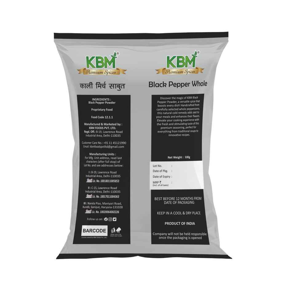 KBM Premium Spices Black Pepper Whole - Buy at ₹182 Online | Instant ...