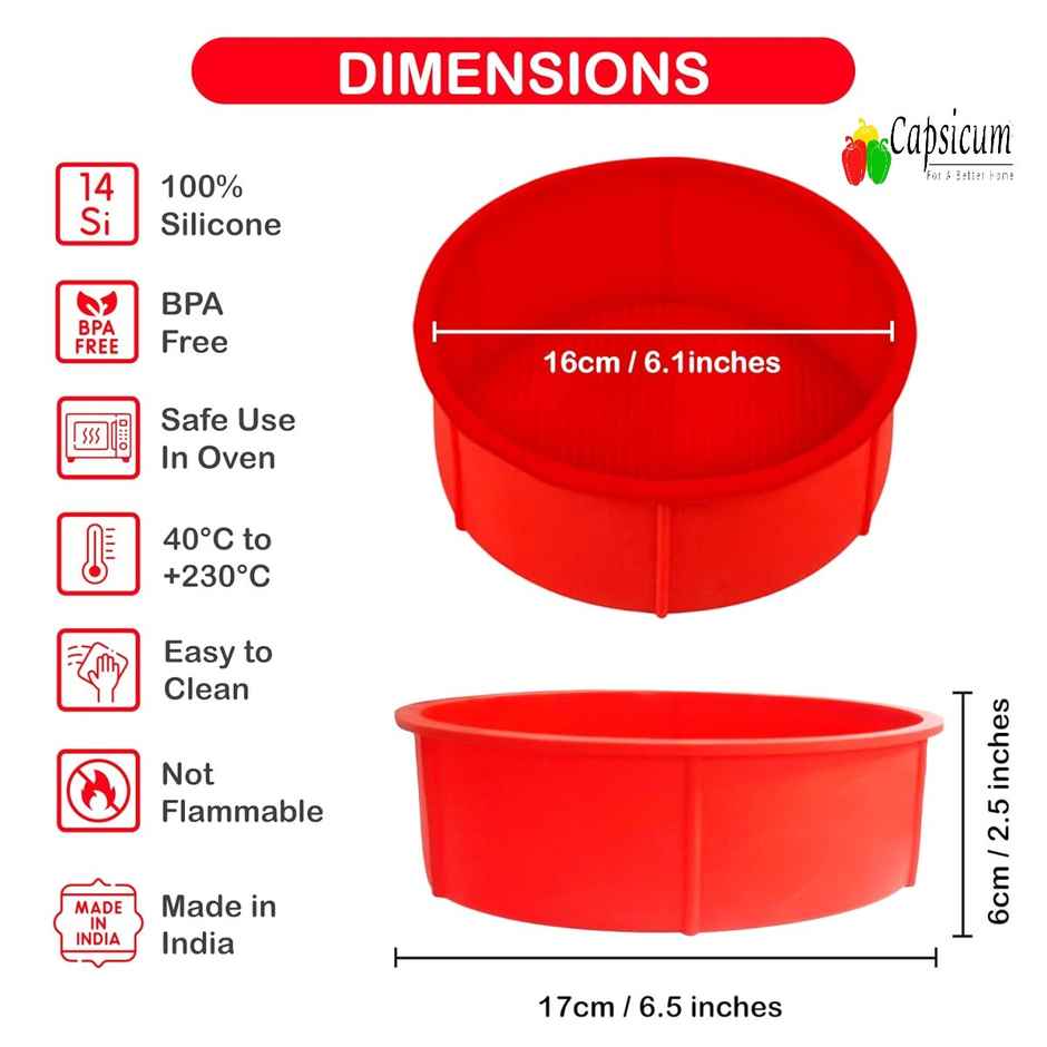 Buy Capsicum Silicone 6 Inch Round Cake Mould Red Online - Price @ ₹129 ...