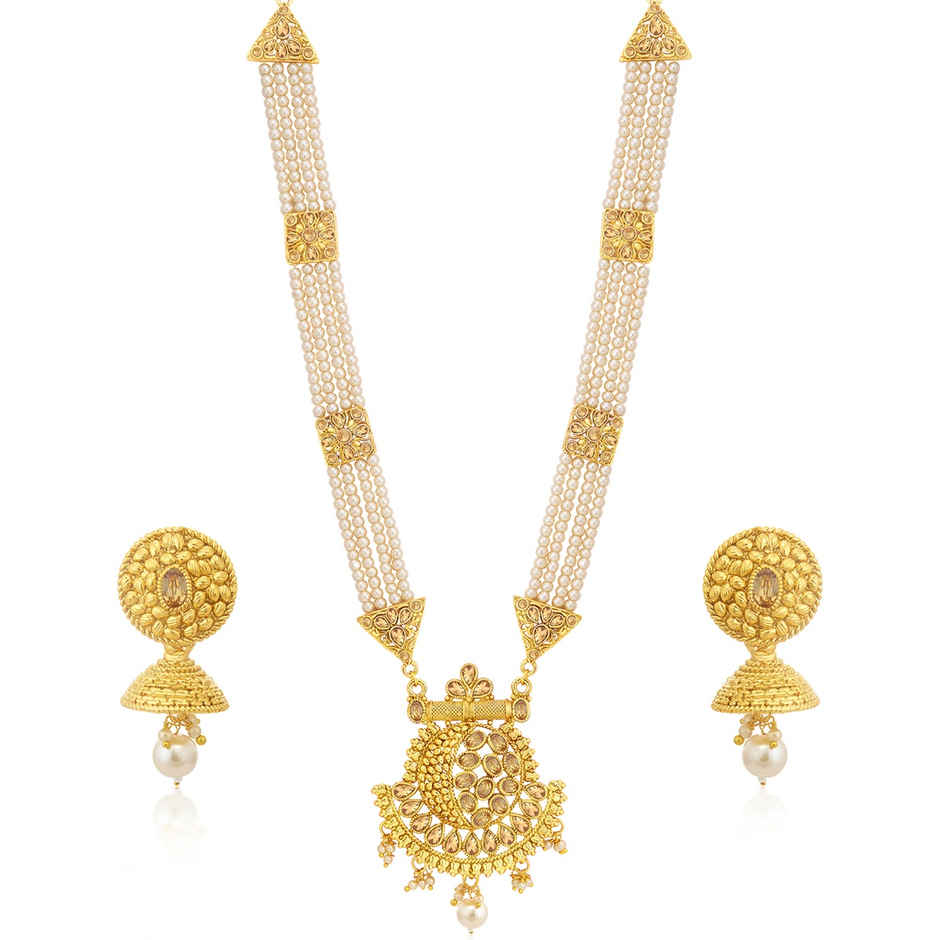 Buy Sukkhi Classic Lct Gold Plated Pearl Long Haram Necklace Set For Women Online - Price @ ₹420 ...