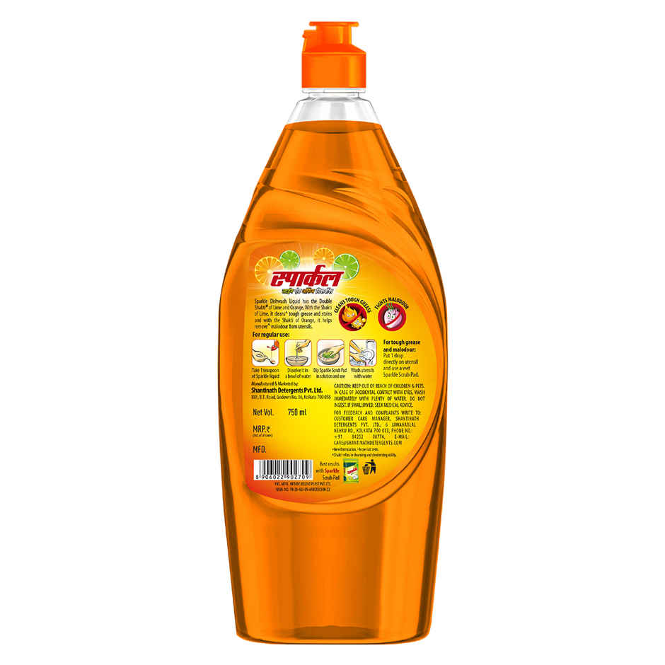Sparkle Lime & Orange Dishwash 750ml - Buy at ₹106 Online | Instant ...