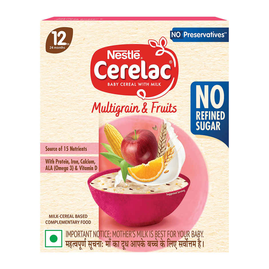 Nestle CERELAC Multigrain & Fruits Baby Food Cereal, No Refined Sugar ...