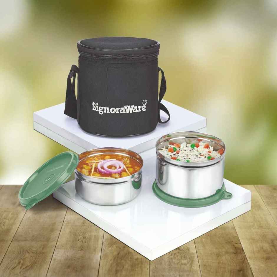 Signoraware Executive Steel Small Lunch Box Food Grade Stainless Steel ...
