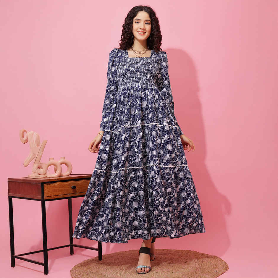 Buy Sheetal Associates Women's Floral Printed Fit & Flare Full Sleeve ...