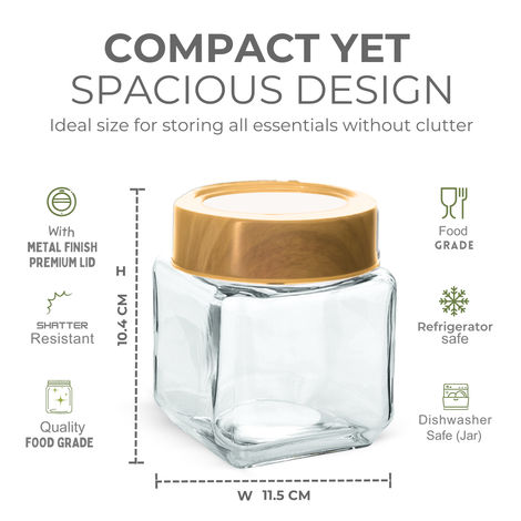 Buy YERA GLASSWARE Premium Woody Airtight Storage Jar Set with Wooden ...