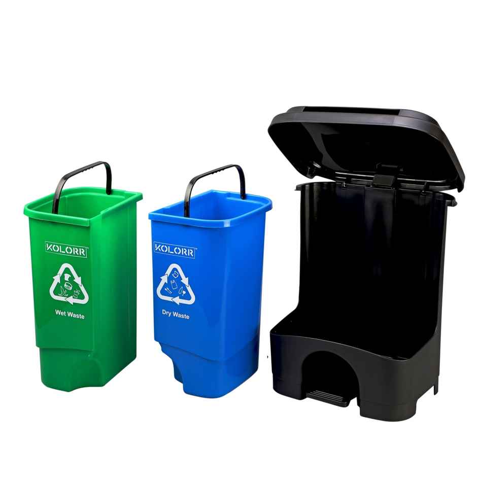 Buy Kolorr Twin Bin 19L Dustbin Dry & Wet Waste Pedal Dustbins - Blue ...