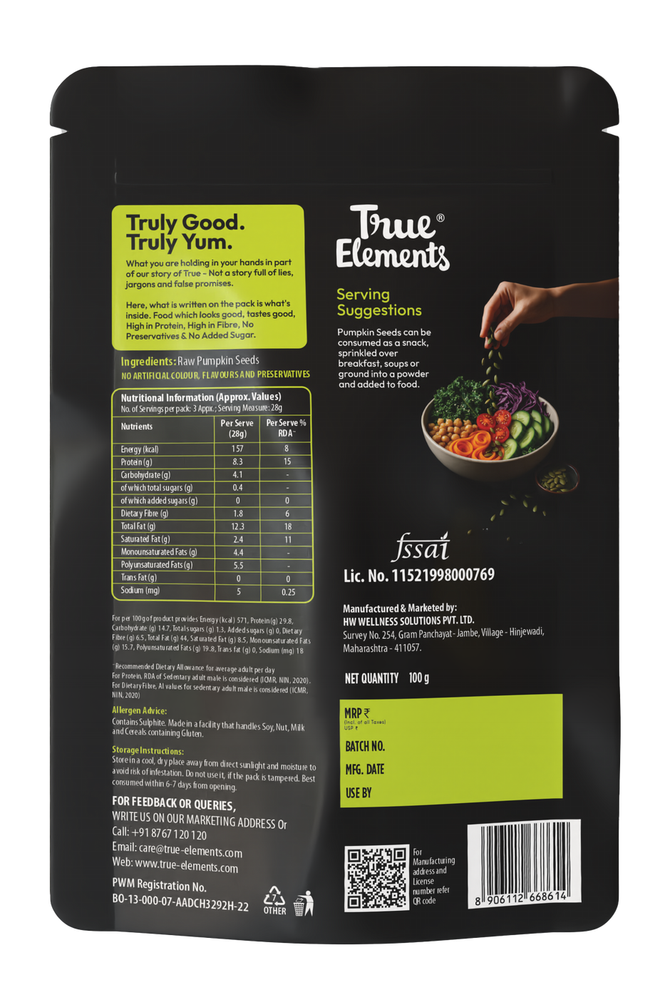 True Elements Raw Pumpkin Seeds - Buy at ₹57 Online | Instant Delivery ...