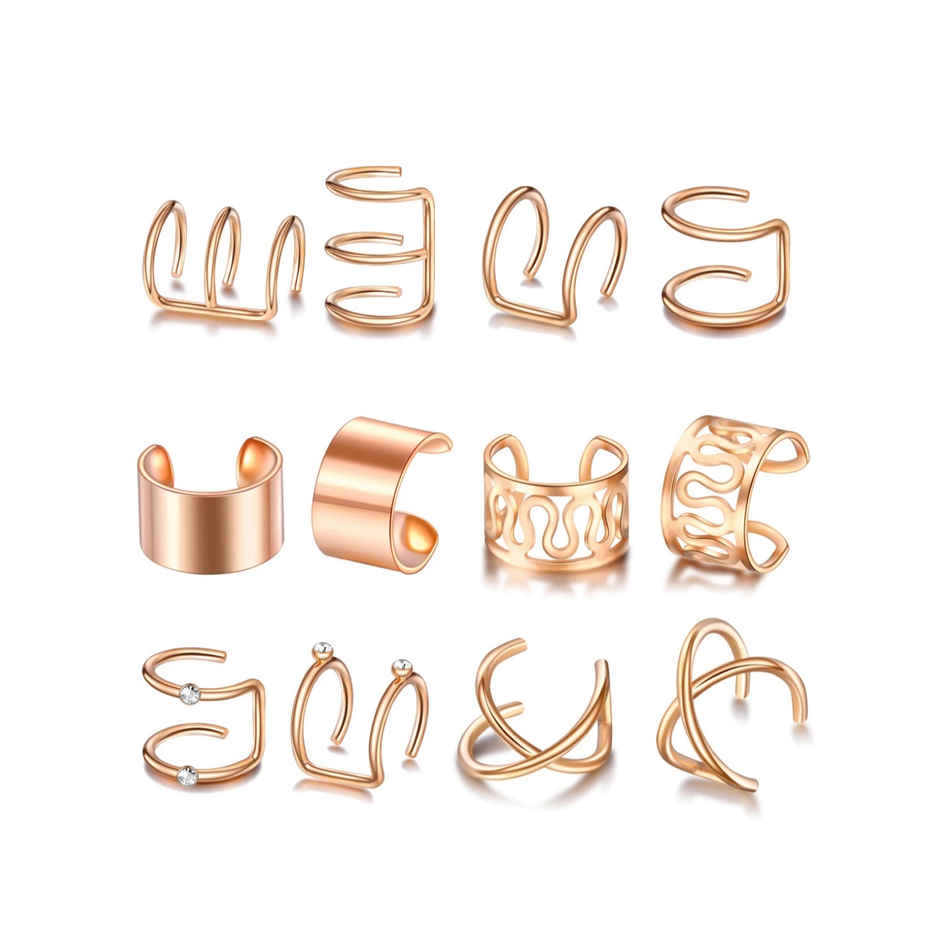 Buy YouBella Fashion Latest Stylish 12 Pcs Combo Clip On Ear Cuff for ...