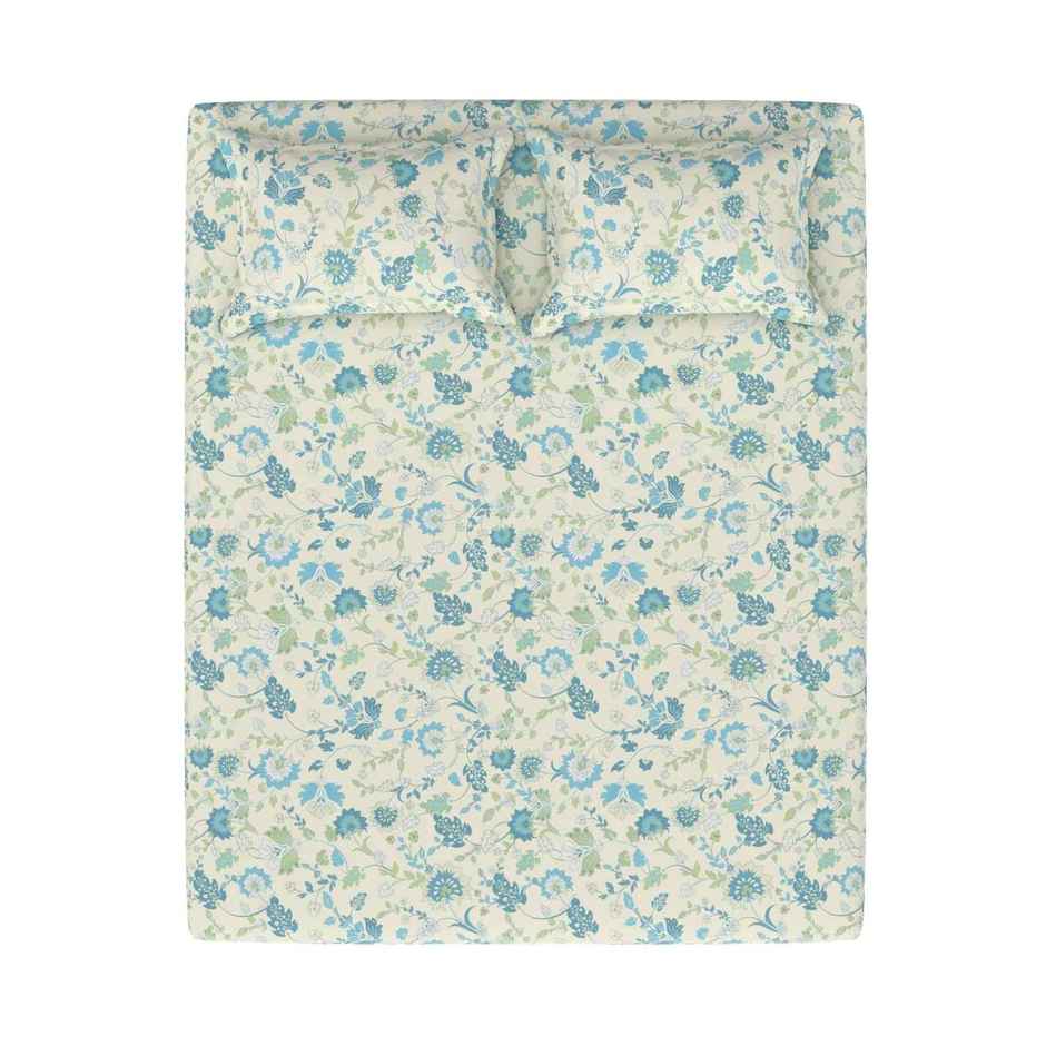 Stellar Home By Portico 120 TC Polycotton Blue Double Bedsheet With 2 ...