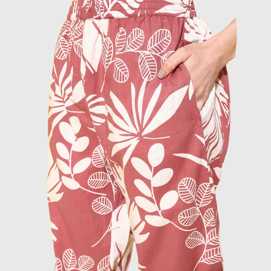 Buy Sanskrutihomes Women Dusty Pink & White Pure Cotton Floral Printed Night Suit SE-NSP-94 | L ...