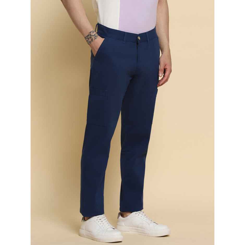 Buy Dennis Lingo Men's Mid Rise Plain Casual Cargos Trousers ...