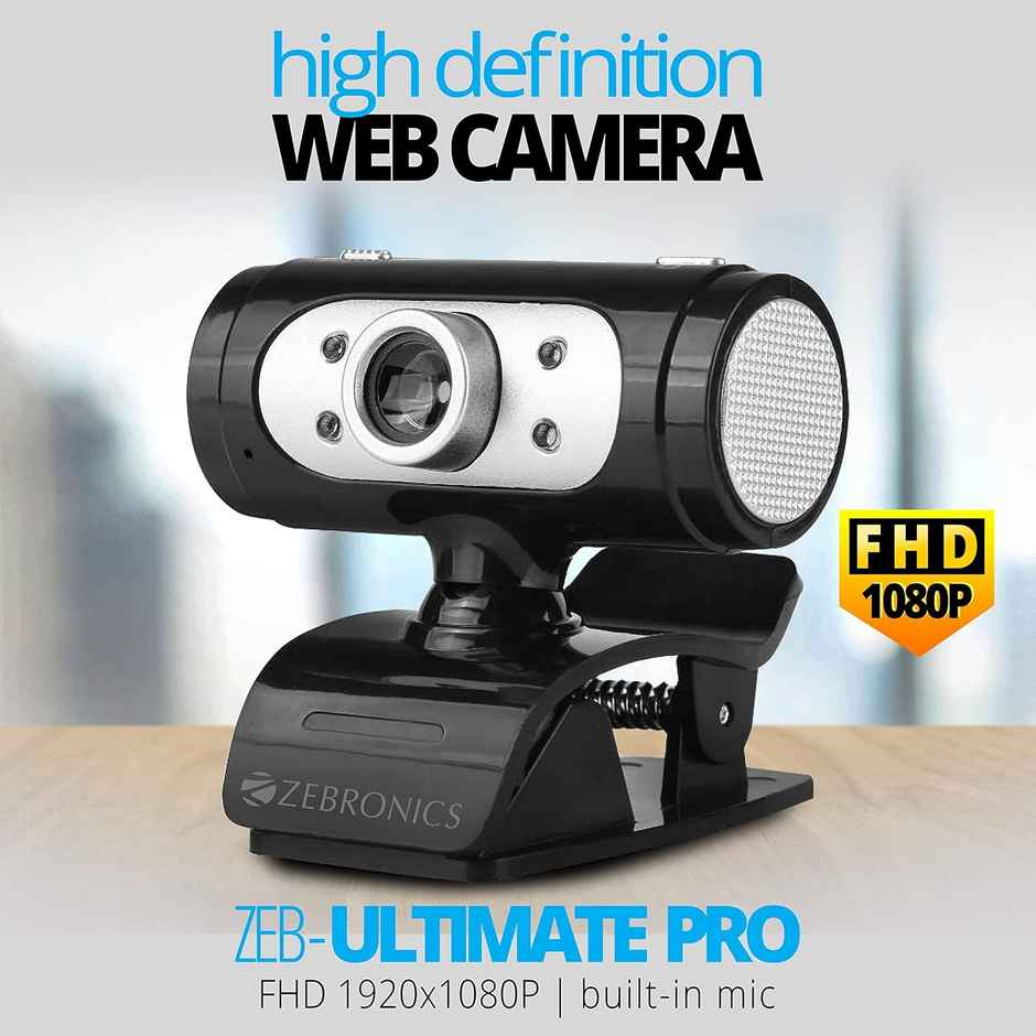 Zebronics Zeb-Ultimate Pro (Full HD) 1080p/30fps Webcam with 5P Lens ...