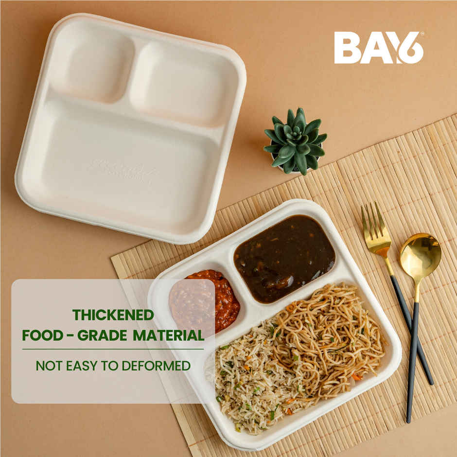 Buy BAY6 Square Plate 3 Compartment - 9 Inch - Pack Of 10 Online ...