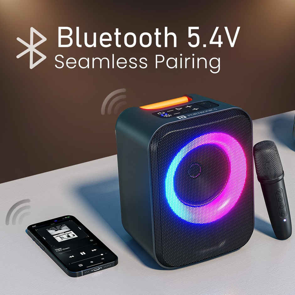 Portronics Apollo 30 30W Bluetooth Speaker with Wireless Karaoke Mic ...