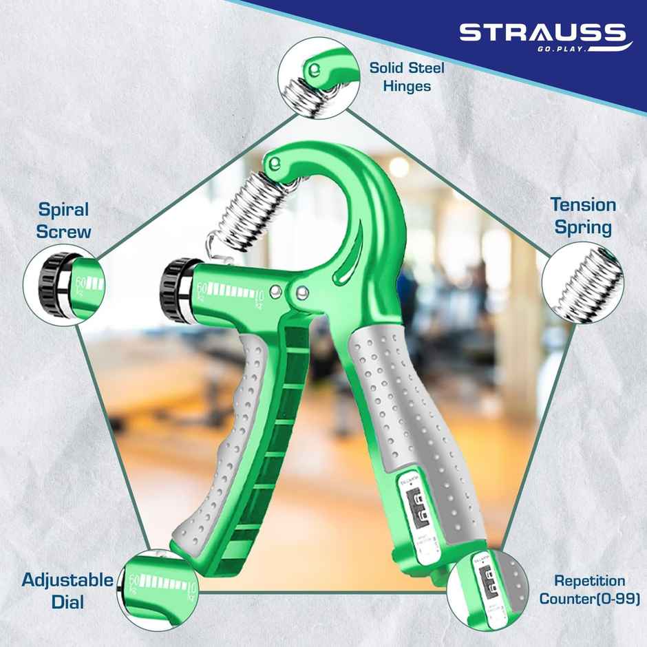 Buy Strauss Adjustable Hand Grip with counter, Green Online - Price ...
