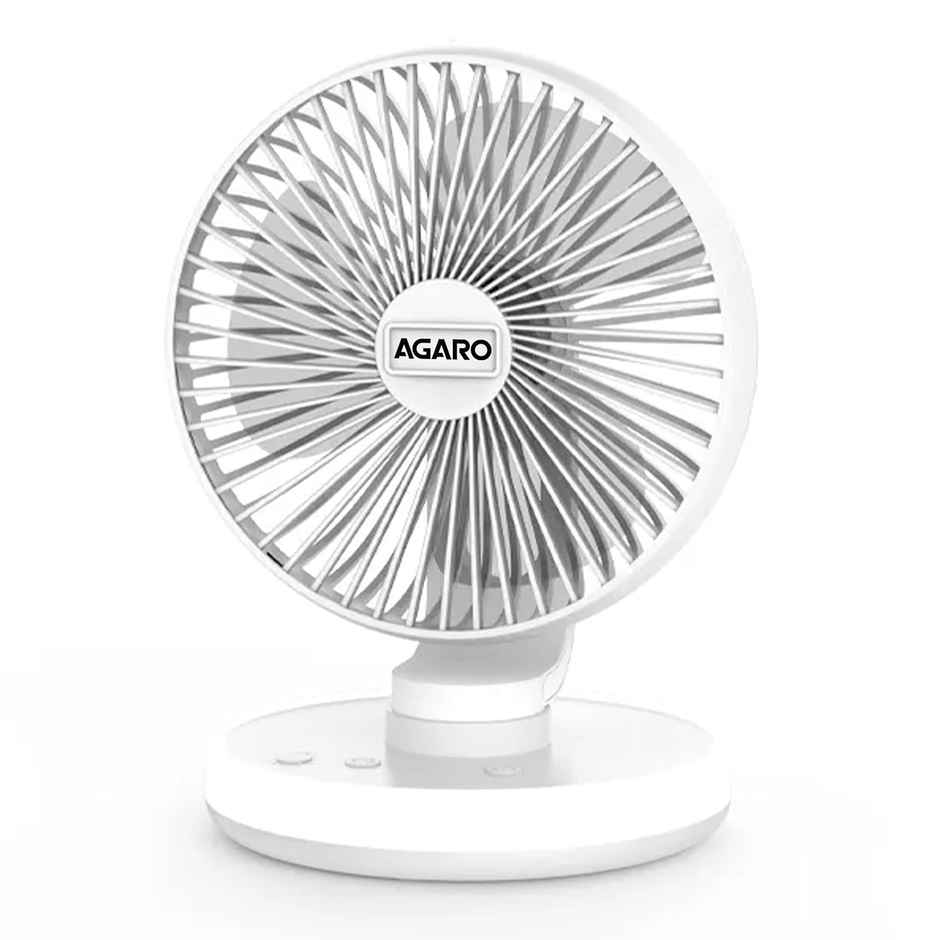 Agaro Alpha Mini USB Portable Fan with Light, 4 Inches, 4 Speeds, Wide ...