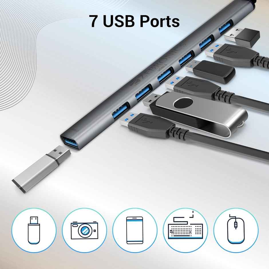 Buy Zeb 700Hb Type C Multiport Adapter With 7 Usb Ports, Aluminum Body ...