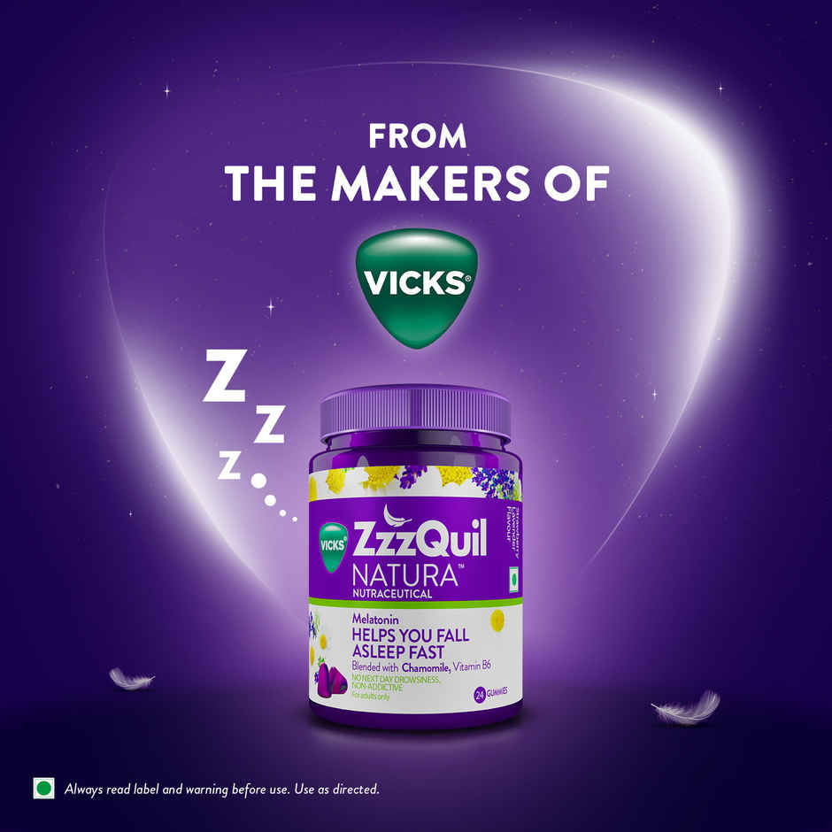 Buy Vicks ZzzQuil Natura, Non-Addictive Sleep-Aid Gummy, Melatonin ...