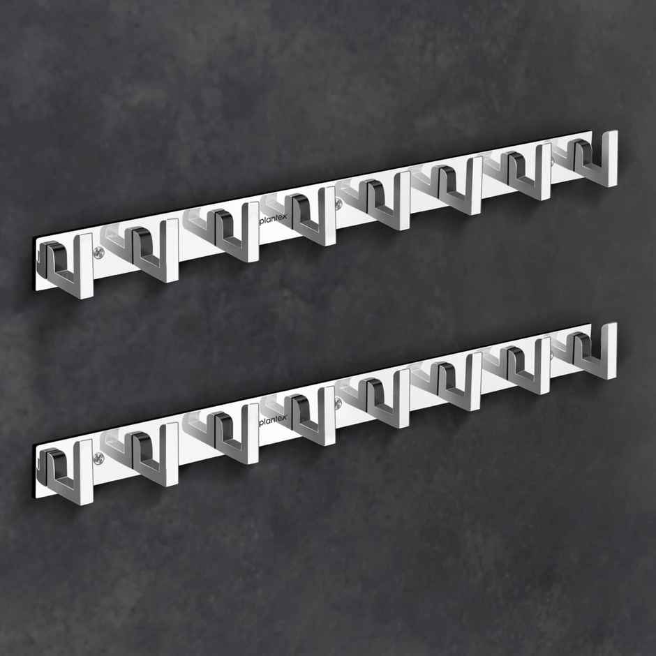 Plantex Aluminium Hook Rail with L-Shaped Hooks for Bathroom Kitchen ...